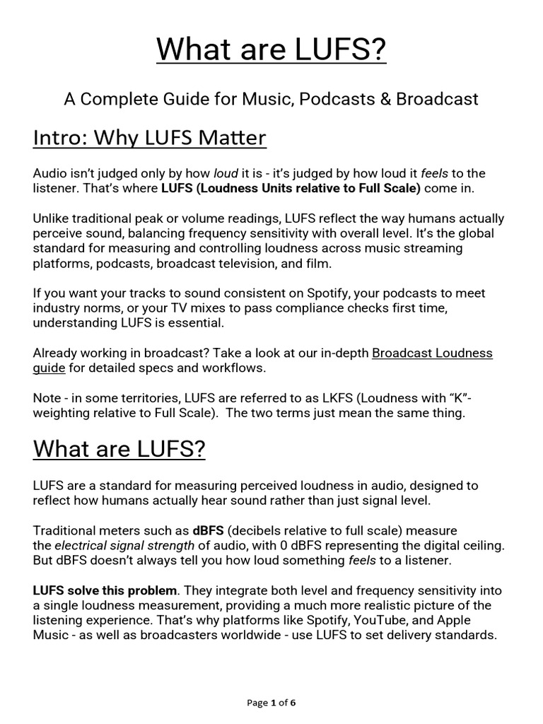 Understanding LUFS for Audio Mastering | PDF | Sound | Acoustics