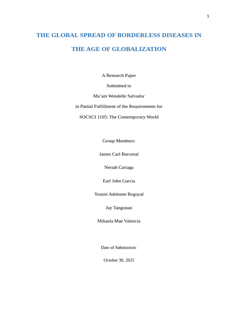 Globalization and Borderless Diseases | PDF | Pandemic | Globalization