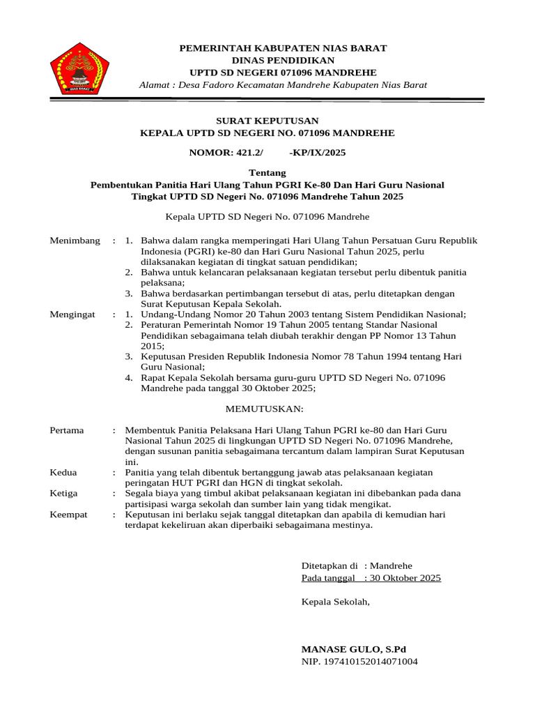 SK_Panitia_HUT_PGRI_80_SD_N_071096_Mandrehe | PDF