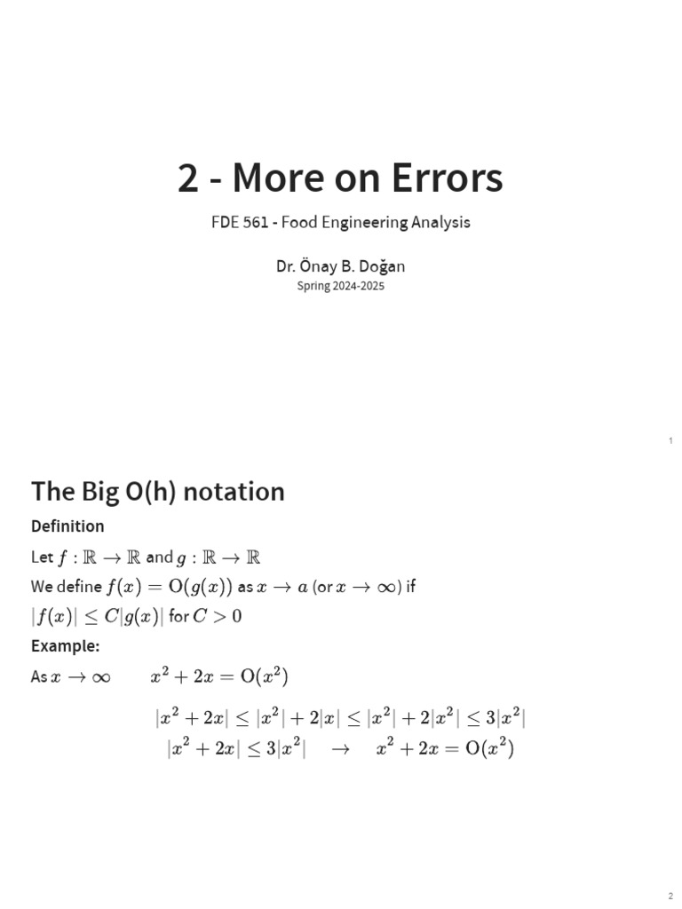2 - More on Errors | PDF | Mathematical Analysis | Abstract Algebra