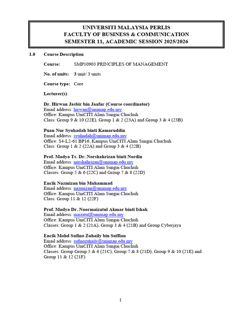 Principles of Management Course Overview | PDF | Leadership ...