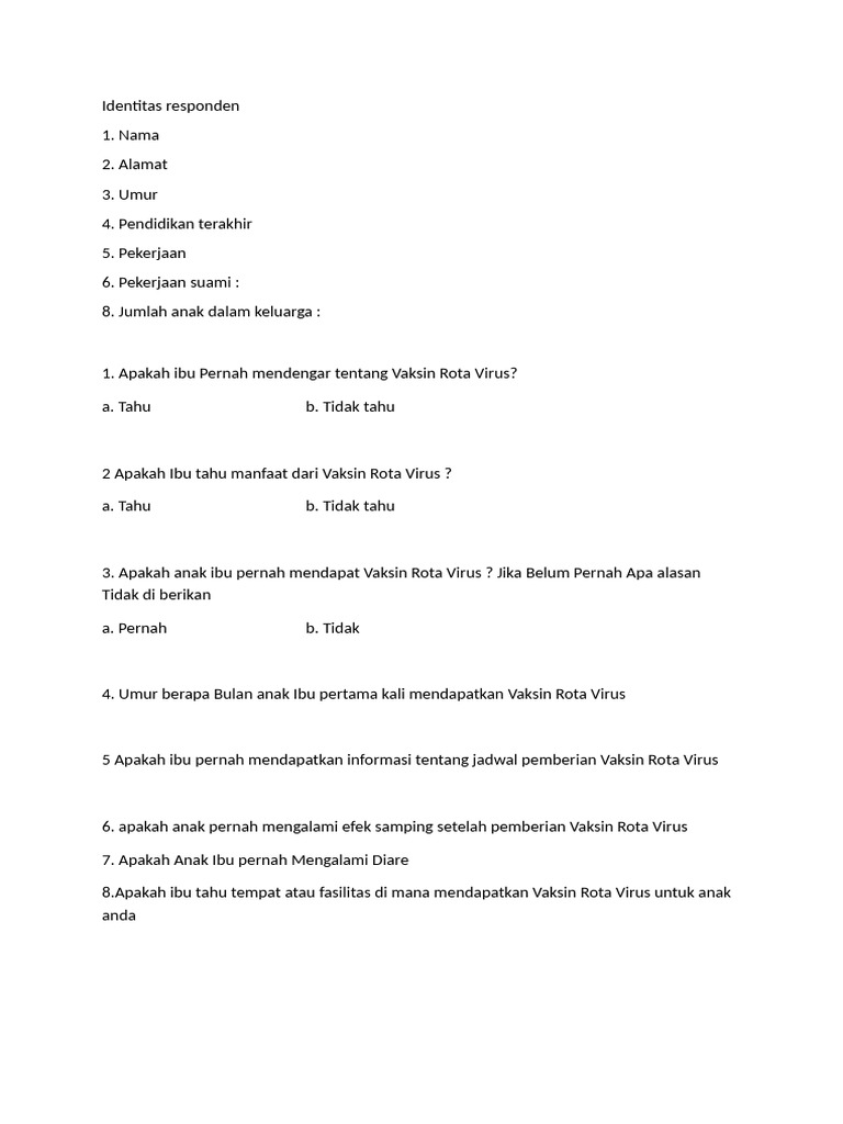 Identitas Responden | PDF