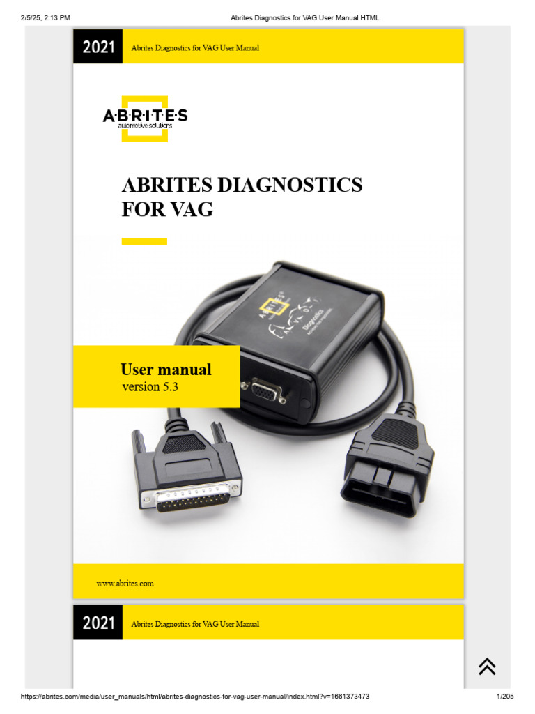 Abrites Diagnostics for VAG User Manual HTML | PDF | Automotive ...