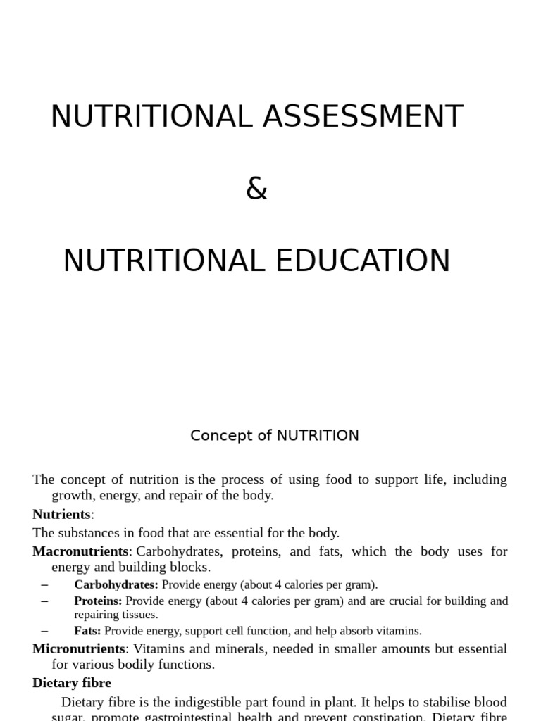 Nutritional Assessment and Education Guide | PDF | Nutrients | Food Energy