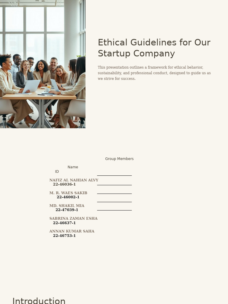 Ethical Guidelines For Our Startup Company | PDF | Sustainability ...