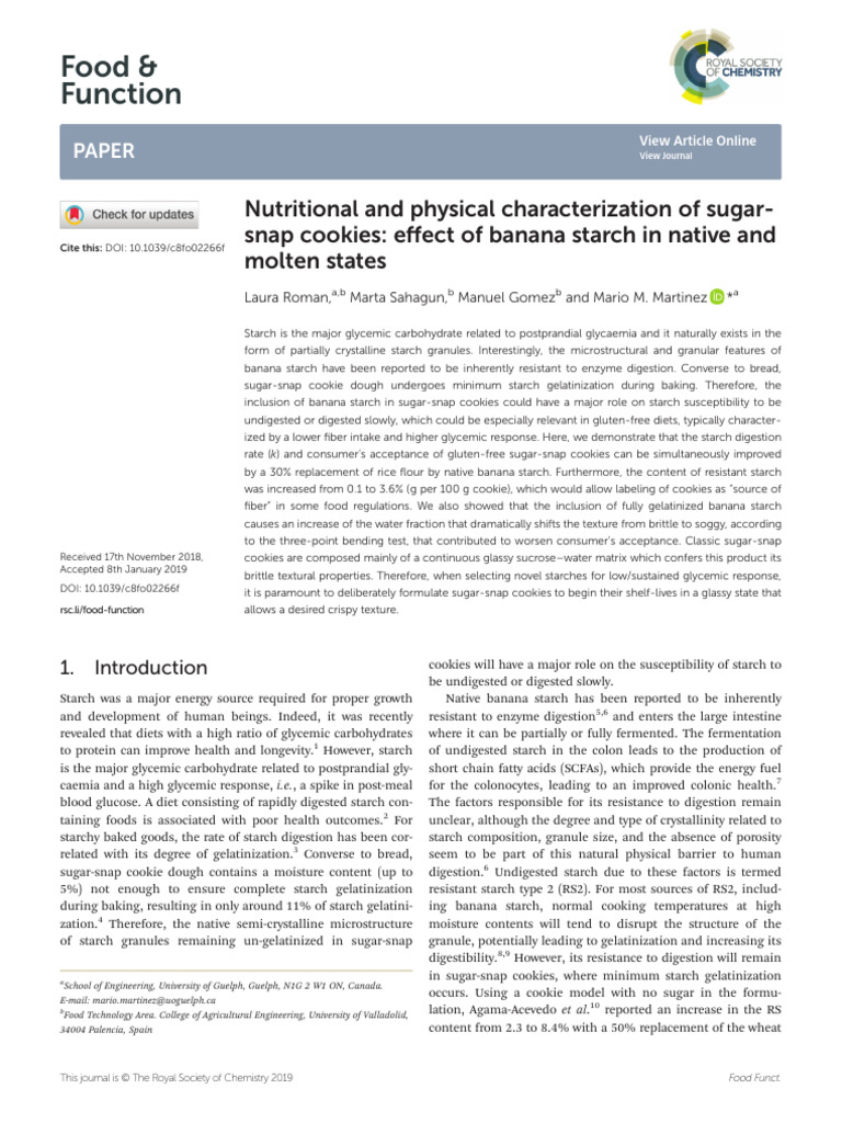 Nutritional and Physical Characterization of Sugarsnap Cookies Effect ...