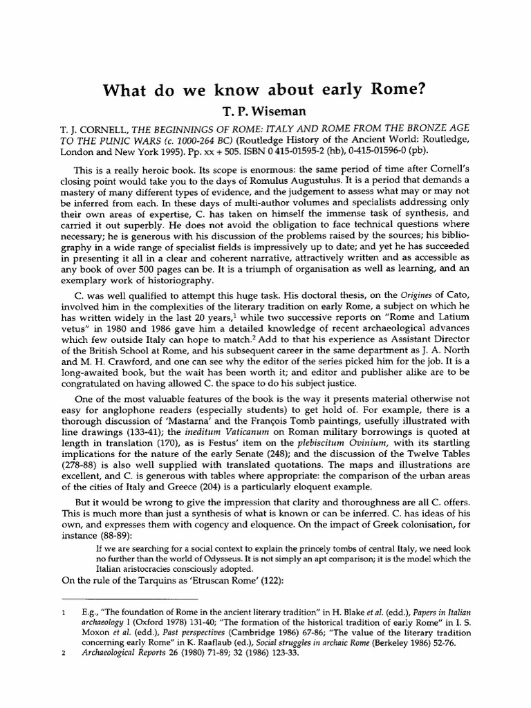 [Journal of Roman Archaeology Vol. 9] Wiseman, t. p. - What Do We Know ...