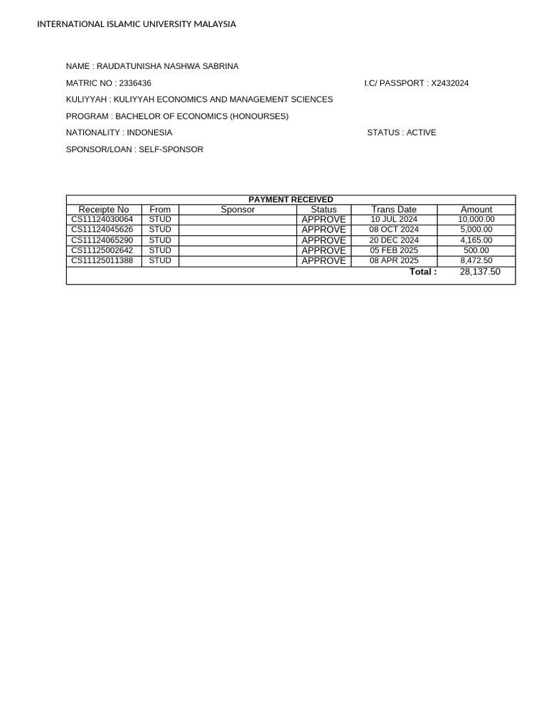 Payment Received | PDF