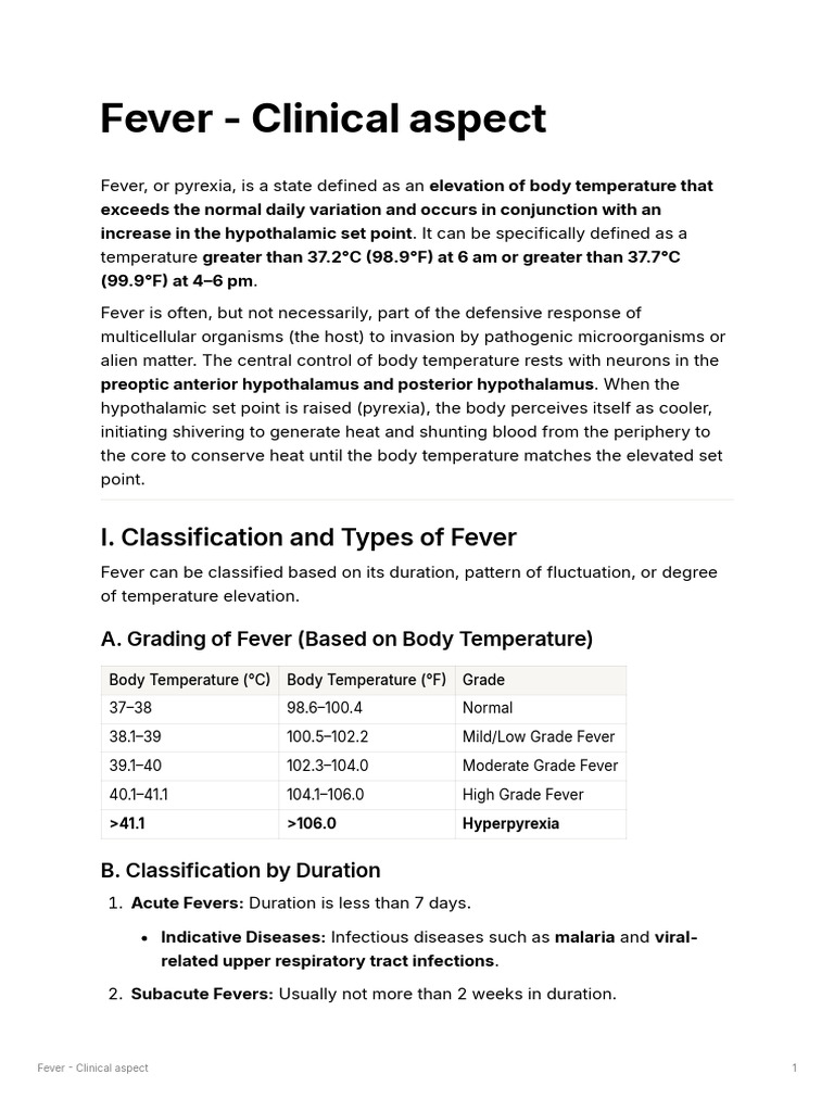 Fever - Clinical Aspect | PDF | Fever | Infection