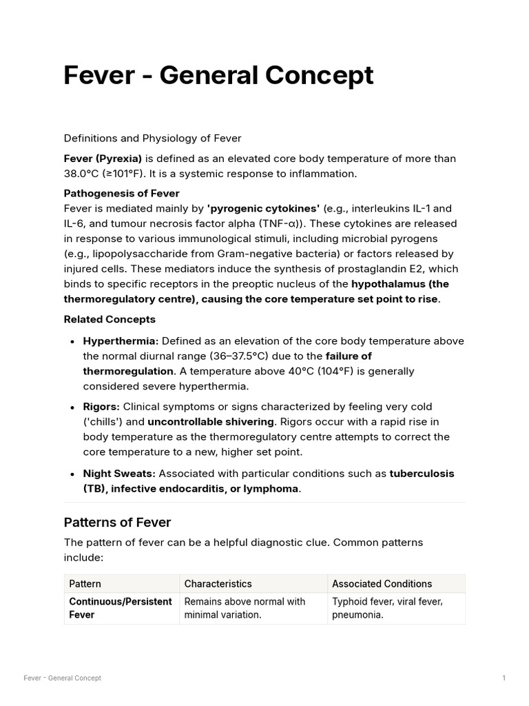 Fever - General Concept | PDF | Fever | Medical Specialties
