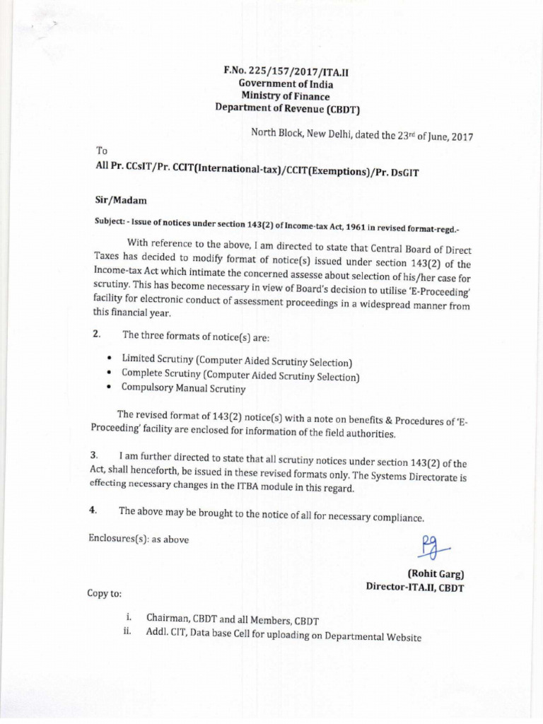 Revised Income Tax Scrutiny Notices 2017 | PDF | Income Tax ...