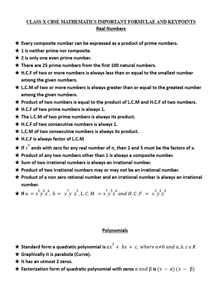 Basics and Formulas .Docx | PDF | Quadratic Equation | Numbers