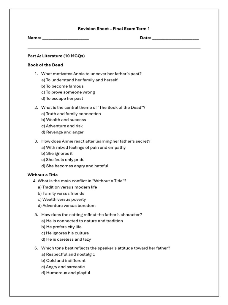 Final Revision Gr 10 | PDF | Verb | Noun