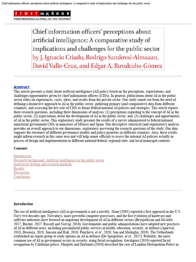 29 Chief Information Officers' Perceptions About Artificial ...