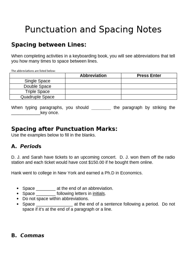 4 Punctuation and Spacing Notes-1 | PDF
