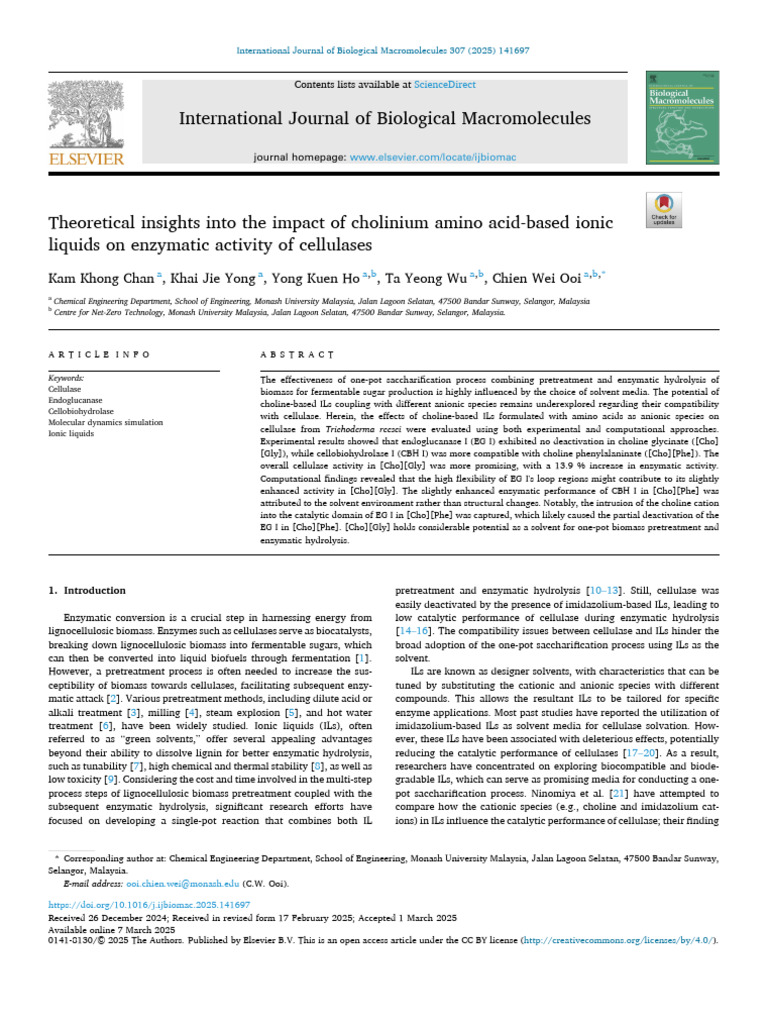 Theoretical Insights Into The Impact of Cholinium Amino Acid-Based ...
