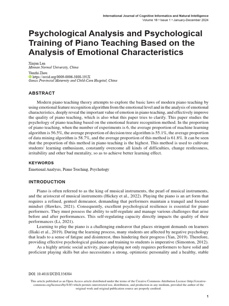 Emotional Analysis in Piano Teaching | PDF | Learning | Emotions