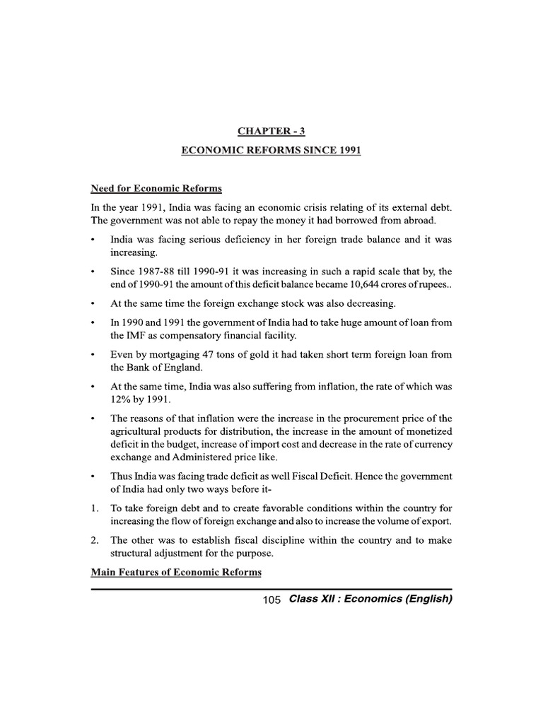 Economics Reforms 1991 | PDF