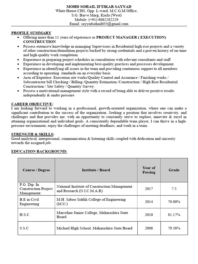 Sohail Cv Ivy | PDF | General Contractor | Business