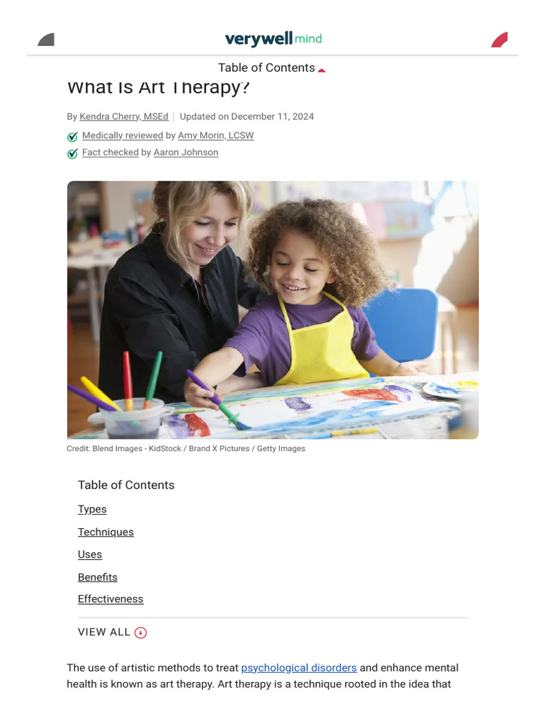 Art Therapy - Definition, Types, Techniques, and Efficacy | PDF ...