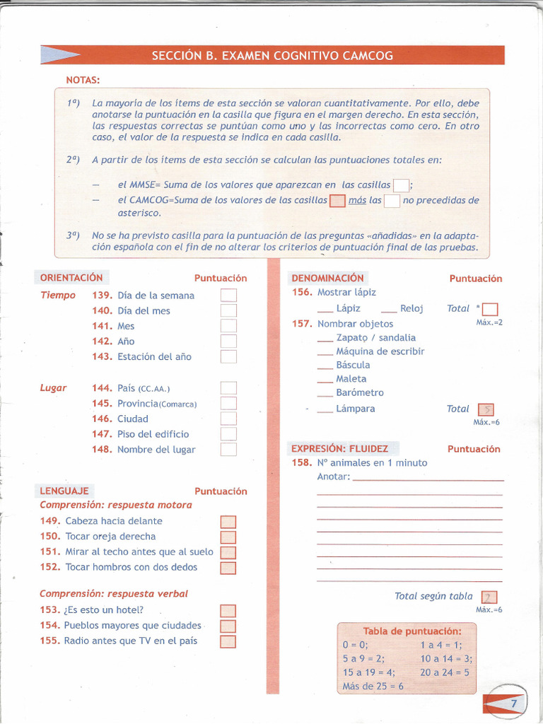 CAMCOG-R (Protocolo Original) | PDF