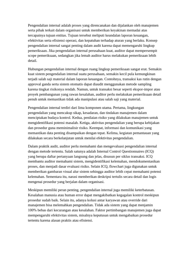 Pentingnya Pengendalian Internal dalam Audit | PDF