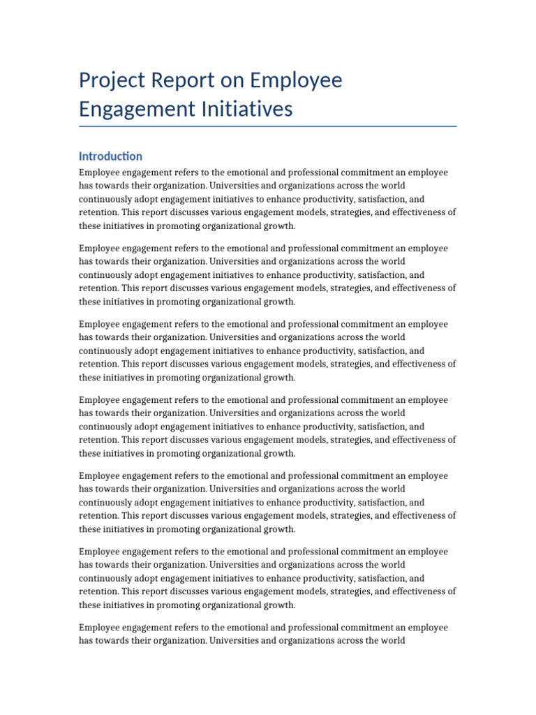Employee Engagement Initiatives Report | PDF | Employee Retention ...