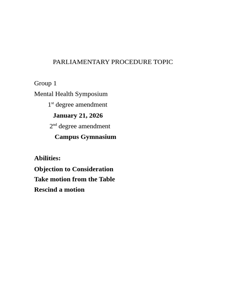Parliamentary Procedure Topic Final | PDF