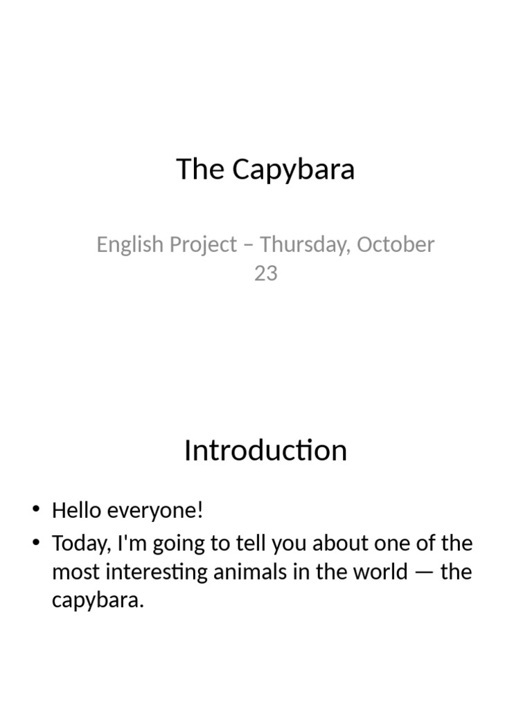 Capybara English Project With Image Pdf