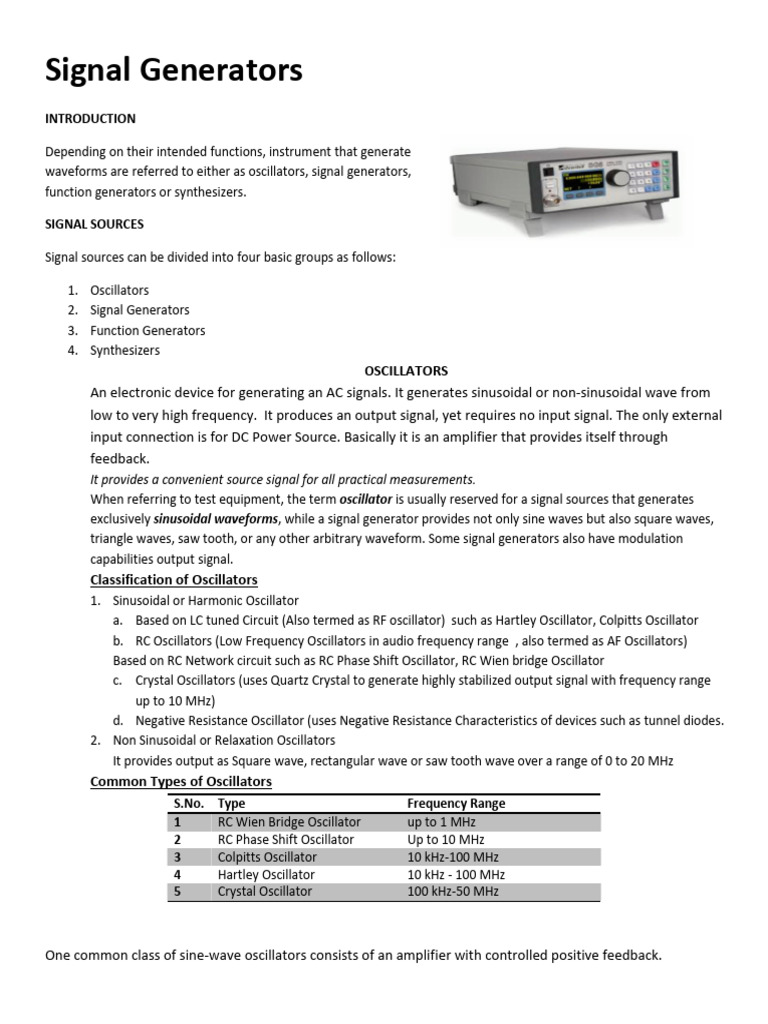 signal generator | PDF | Electronic Oscillator | Amplifier