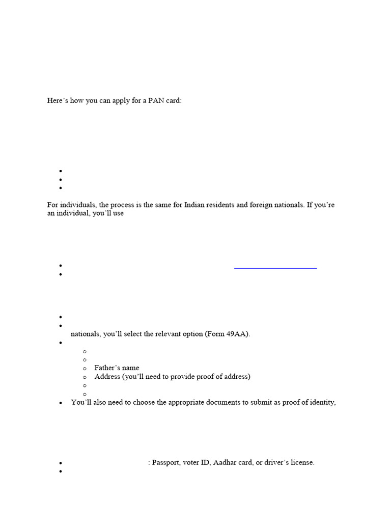 Steps To Apply For A PAN Card in India:: o o o o o o | PDF | Payments