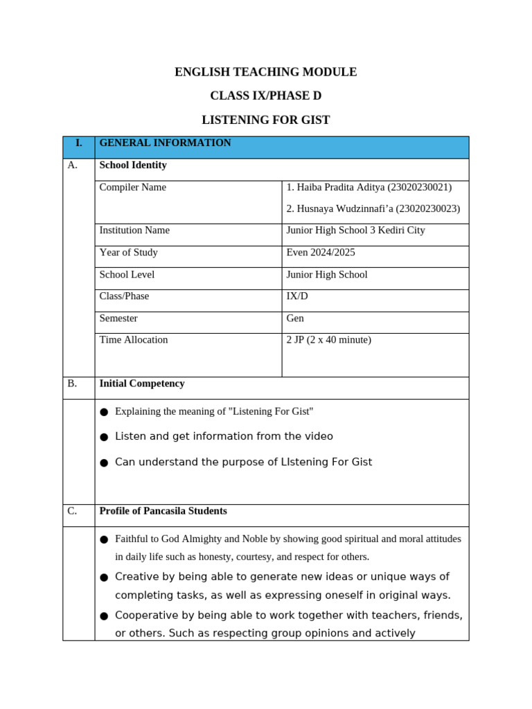 English Teaching Module | PDF | Learning | Conversation