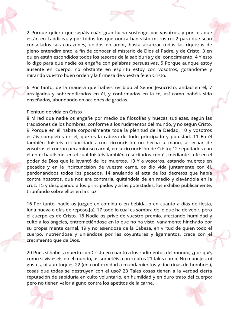 Documento A4 Hoja de Papel Con Lazos Coquette Rosado - 20251112 ...