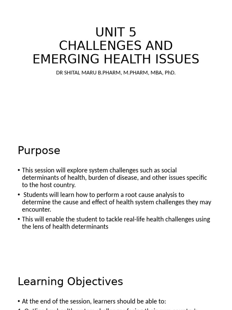 Challenges and emerging health issues (1) | PDF | Well Being | Concept