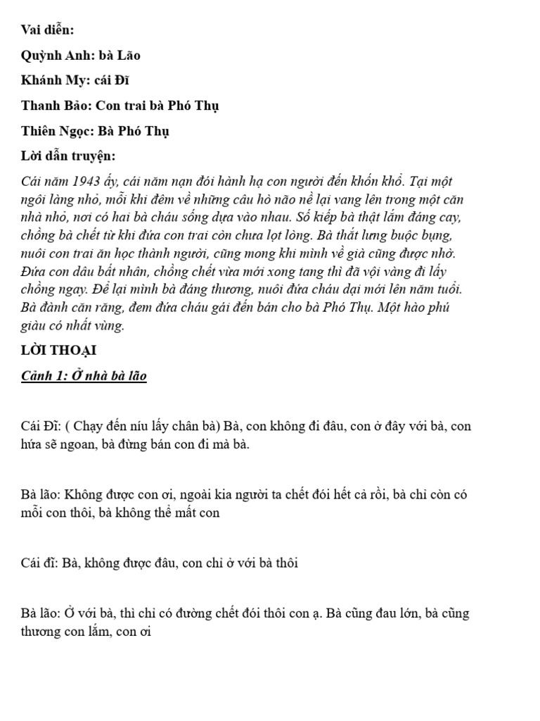 KICH BAN MOT BUA NO | PDF