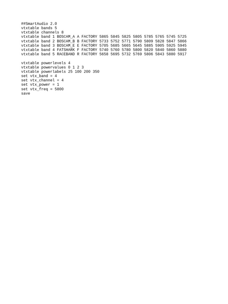 VTX Table For M03 (V1.0) | PDF