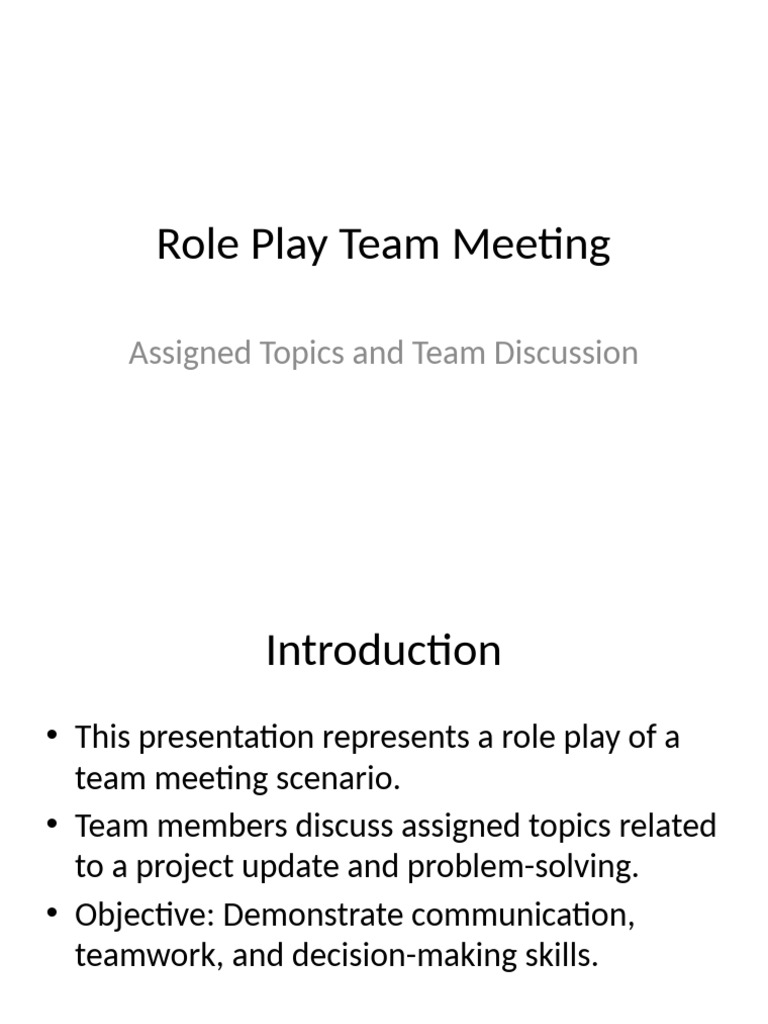 Role Play Team Meeting | PDF
