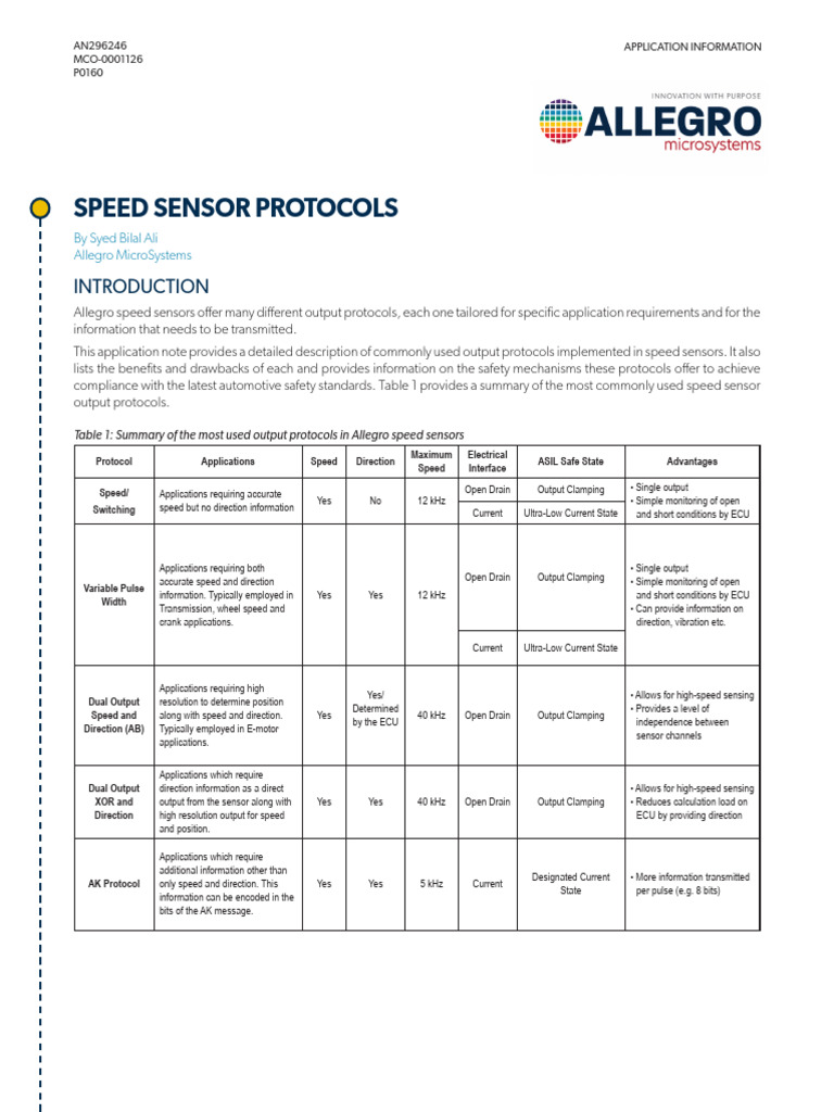 Speed Sensor Output Protocols Overview | PDF | Sensor | Electrical ...