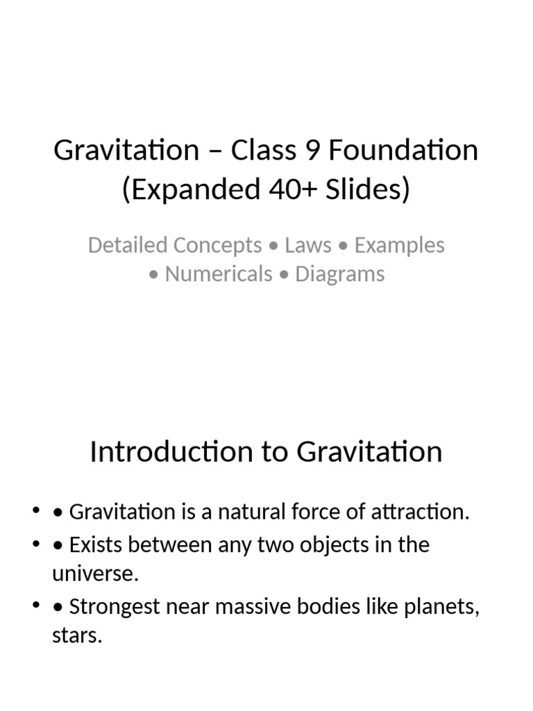 Gravitation 40 Slides Class9 | PDF | Gravity | Force