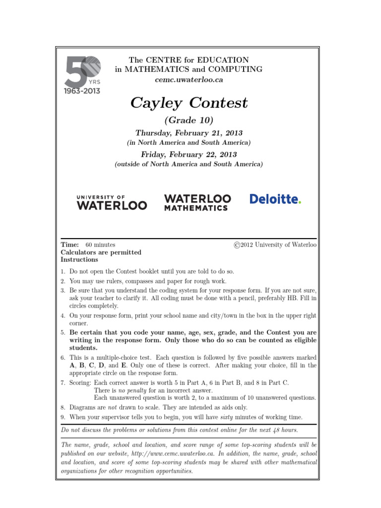 2013 Cayle y Contest | PDF | Sphere | Area