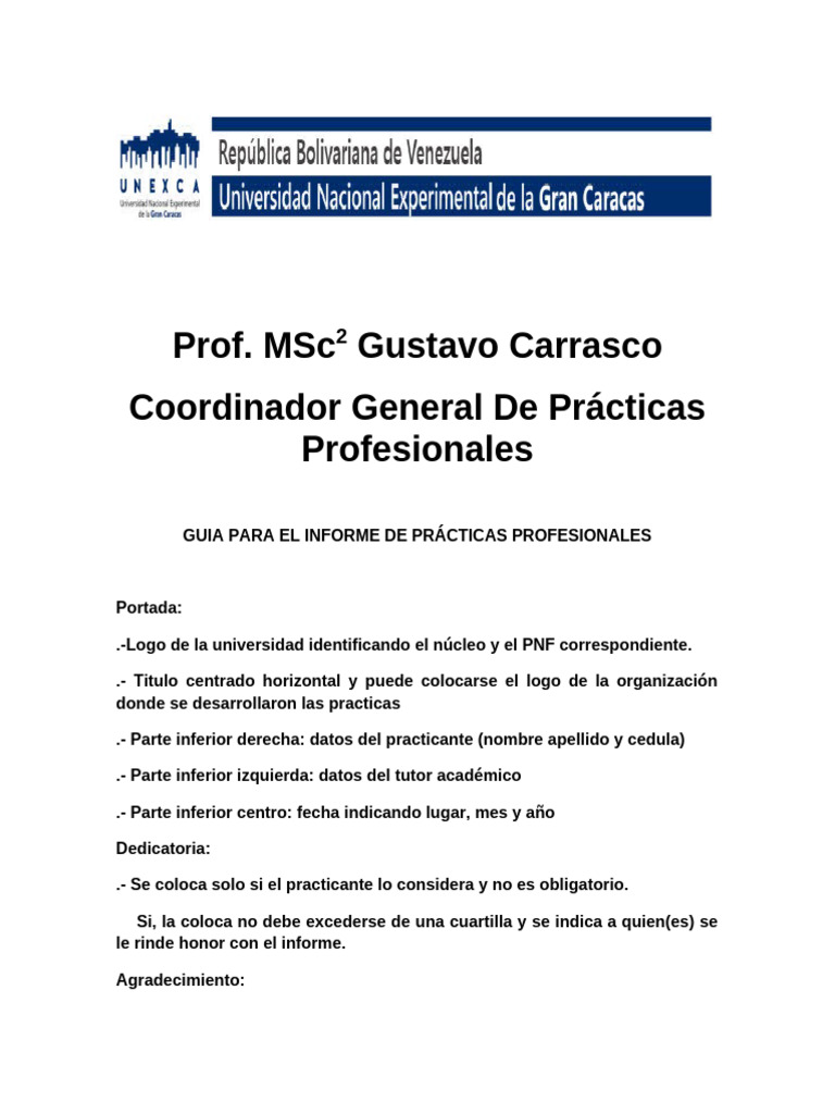 GUIA PARA EL INFORME DE PRÁCTICAS | PDF | Documento