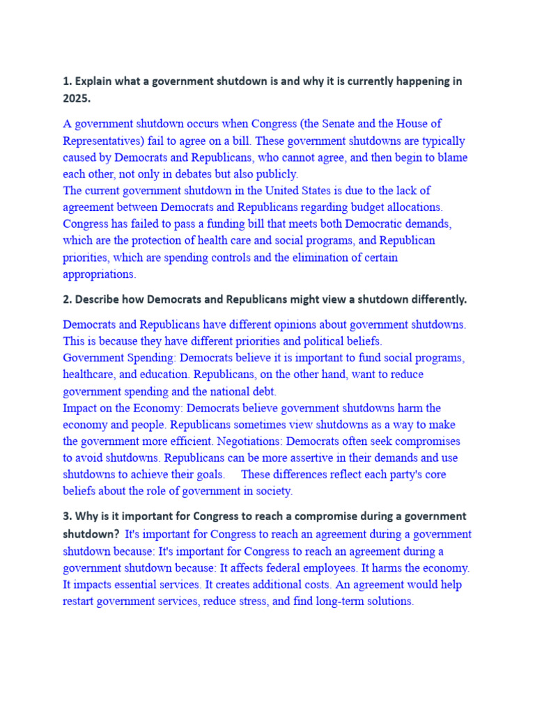 2025 Government Shutdown Explained | PDF