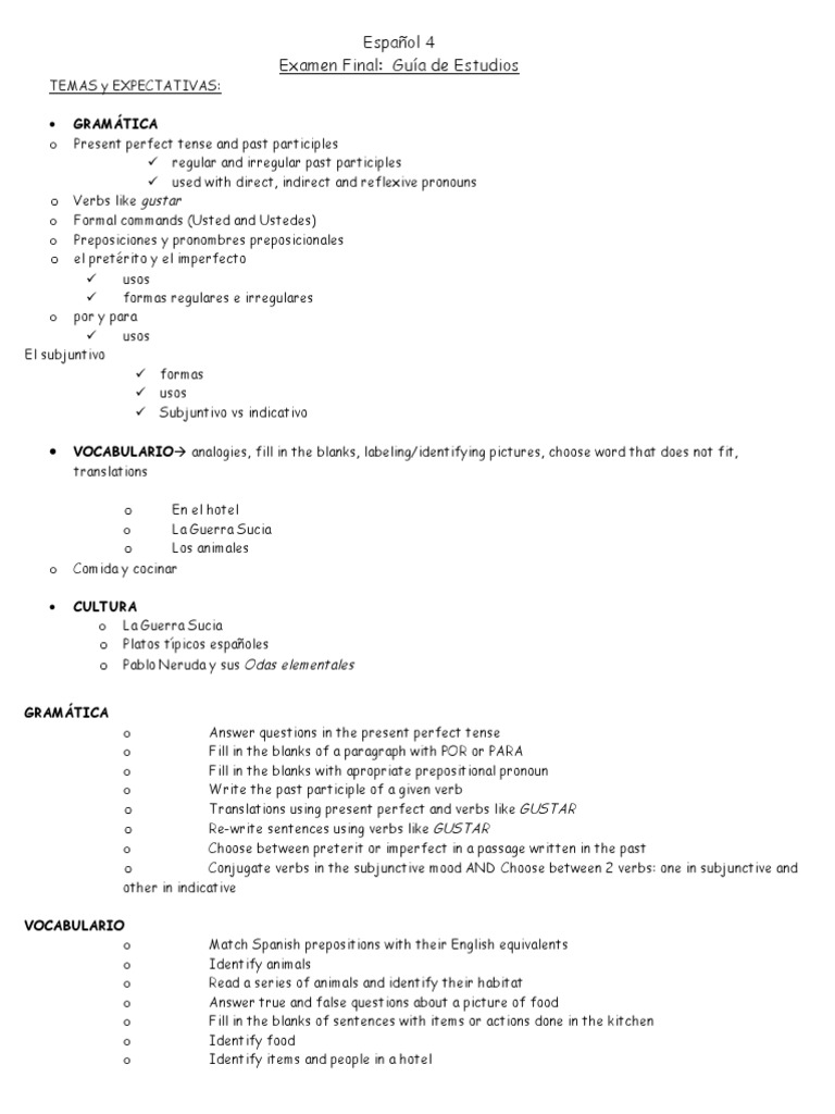 Examen Final-Guia de Estudios2 | PDF | Onomastics | Verb
