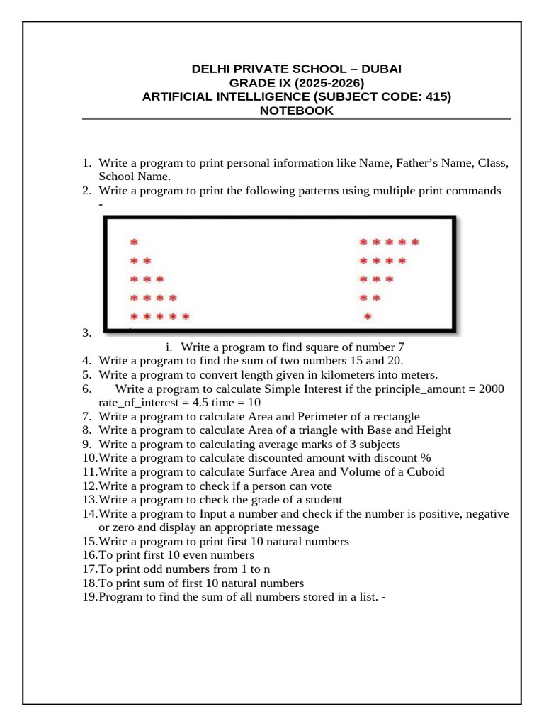 AI Programming Exercises for Grade IX | PDF | Artificial Intelligence ...