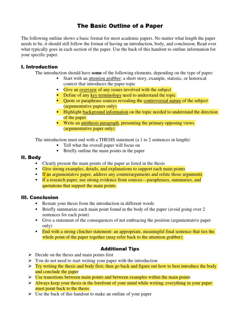 Academic Paper Outline Guide | PDF | Thesis