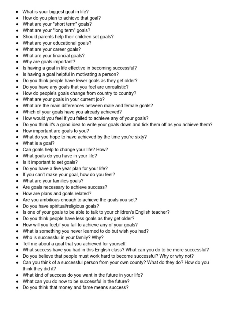 Goals Discussion Starters | PDF