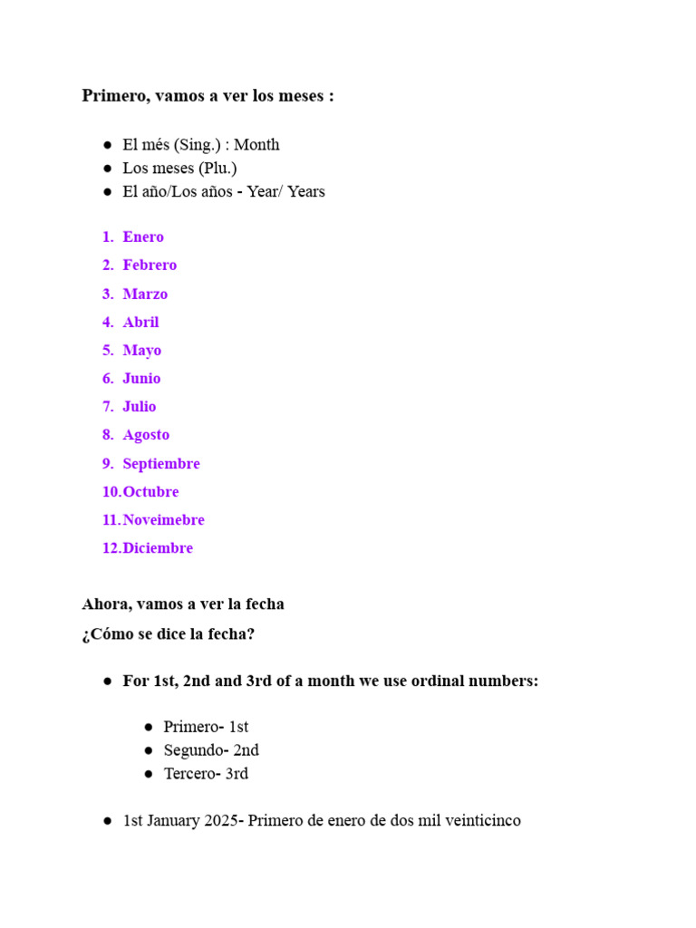 How To Tell Date in Spanish | PDF
