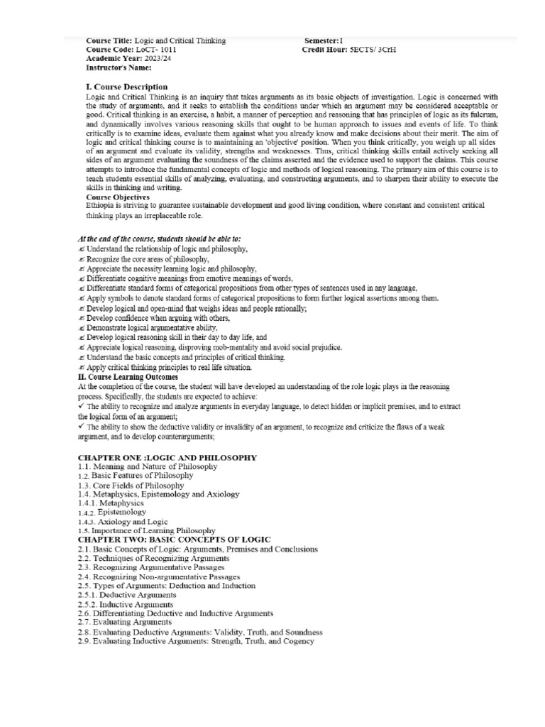 Logic and Critical Thinking | PDF