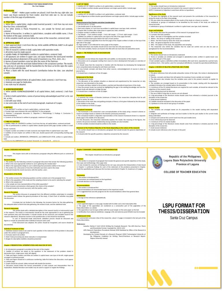 LSPU Thesis/Dissertation Formatting Guide | PDF | Thesis | Statistics