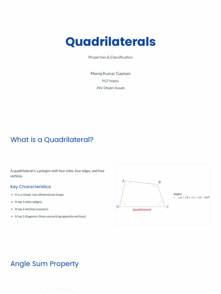 Quadrilaterals - Properties & Classification | PDF